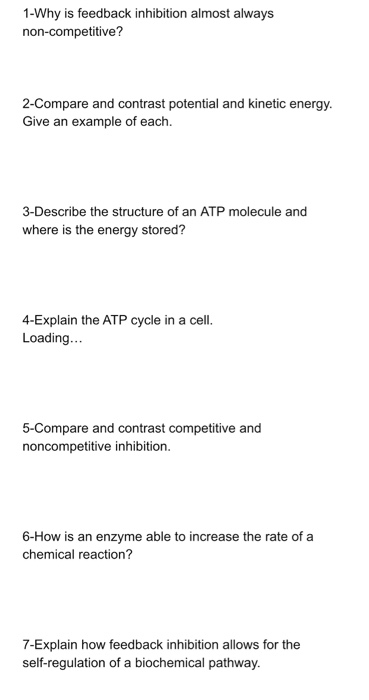 Solved 1-Why is feedback inhibition almost always | Chegg.com