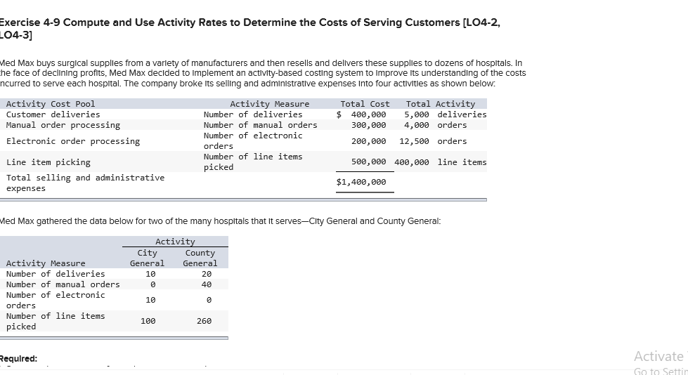 Solved Exercise 4-9 Compute and Use Activity Rates to | Chegg.com
