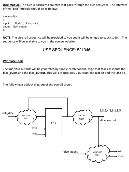 Dice module: The dice is basically a counter that | Chegg.com
