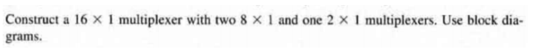 Solved Construct a 16 X 1 multiplexer with two 8 X 1 and one | Chegg.com