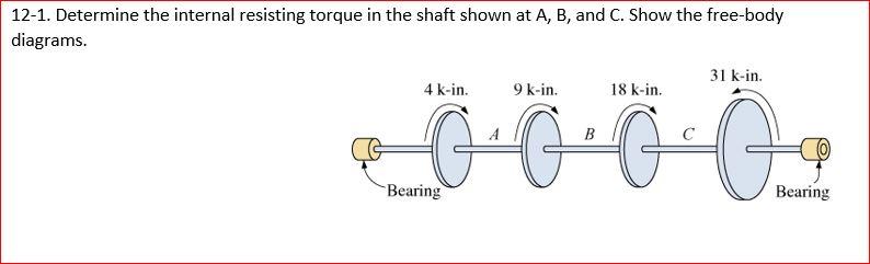 Solved 12-1. Determine the internal resisting torque in the | Chegg.com