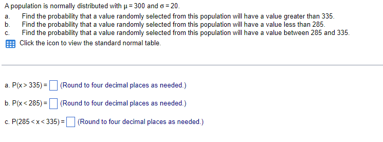Solved A population is normally distributed with μ=300 and | Chegg.com