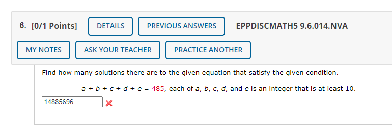Solved 6. [0/1 Points] DETAILS PREVIOUS ANSWERS EPPDISCMATH5 | Chegg.com