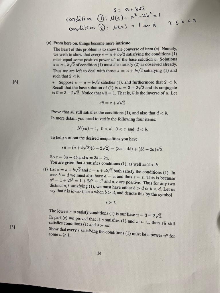 Solved [6] [3] S = a +b√₂ condition : N(s)= a²_26² = 1 | Chegg.com