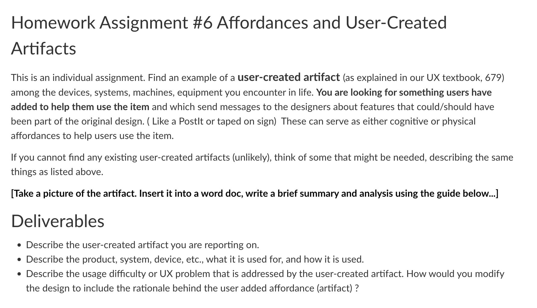 Solved Artifacts This is an individual assignment. Find an | Chegg.com