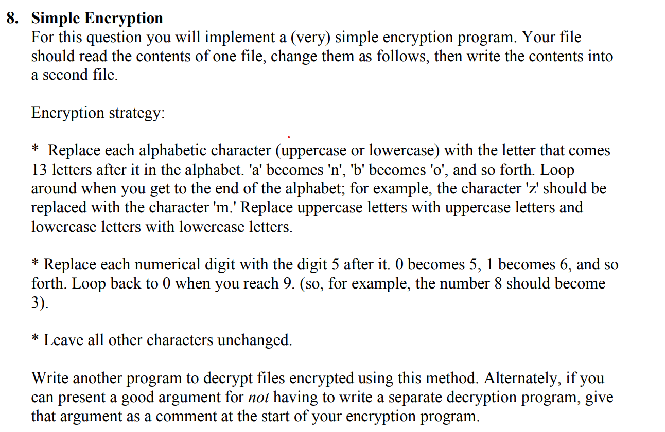 8. Simple Encryption For this question you will | Chegg.com