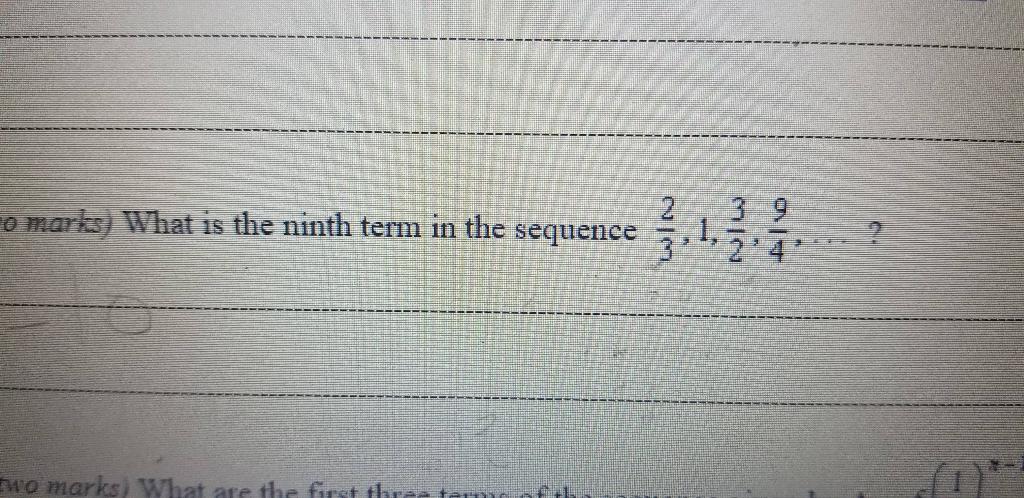 Solved o marks) What is the ninth term in the sequence | Chegg.com
