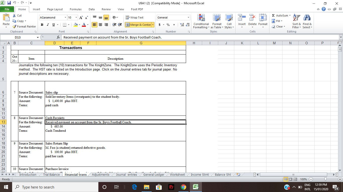 Summative Project BAF3M Financial Accounting | Chegg.com
