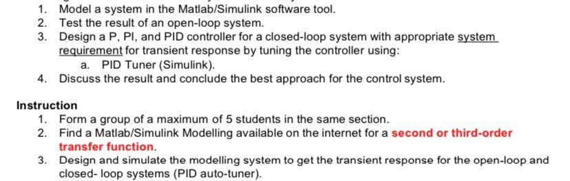 Solved 1. Model a system in the Matlab/Simulink software | Chegg.com