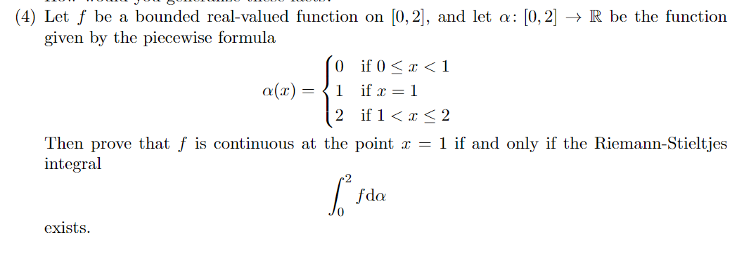 Solved Let f be a bounded real-valued function on [0,2], and | Chegg.com