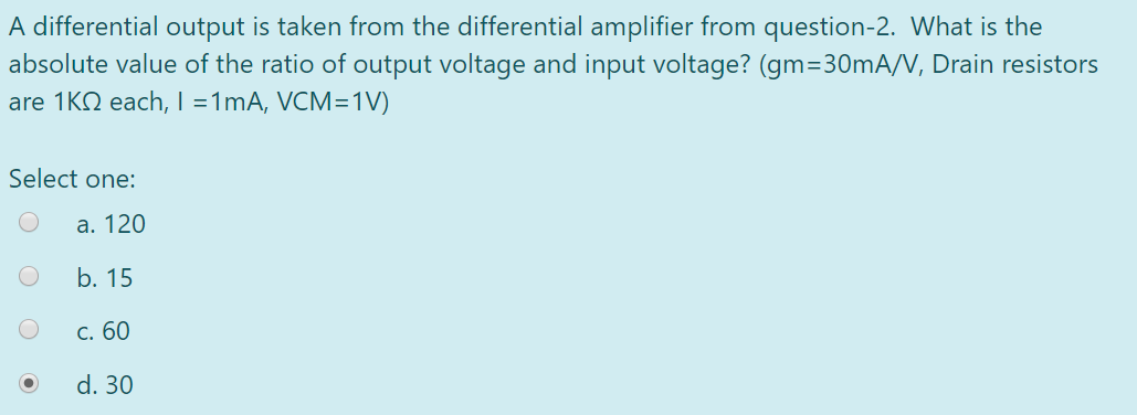 Solved A single-ended output is taken from a differential | Chegg.com