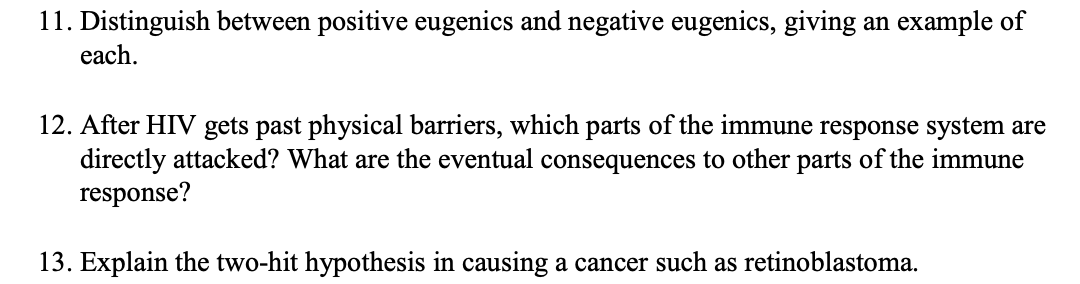 Solved 11. Distinguish between positive eugenics and | Chegg.com