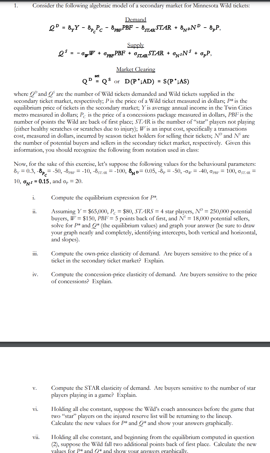 Solved Consider the following algebraic model of a secondary | Chegg.com