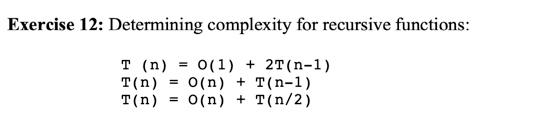 Solved Exercise 12: Determining complexity for recursive | Chegg.com