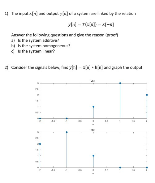 Solved 1) The input x[n] and output y[n] of a system are | Chegg.com