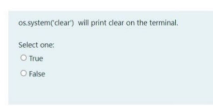 Solved os.system('clear') ﻿will print clear on the | Chegg.com