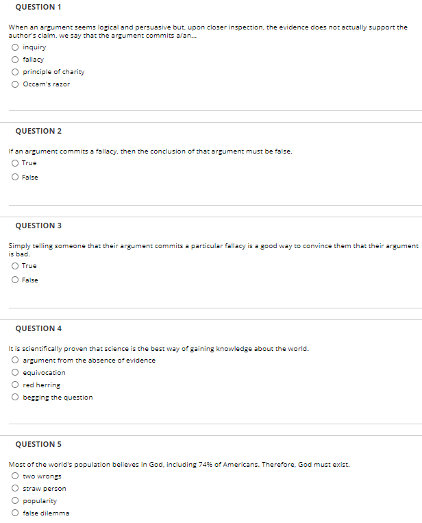 Solved QUESTION 1 When an argument seems logical and | Chegg.com