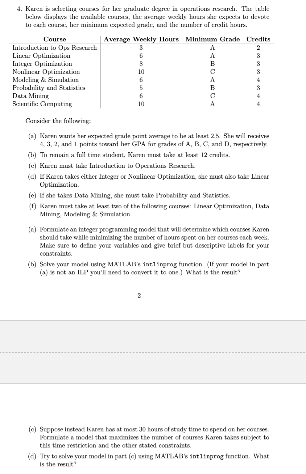 Solved 4. Karen is selecting courses for her graduate degree | Chegg.com