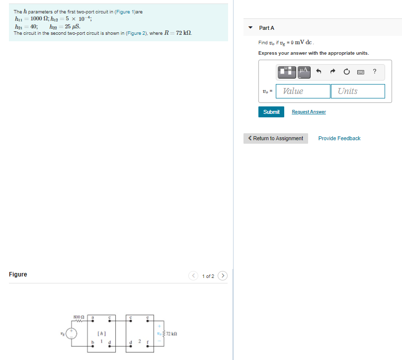Solved The h parameters of the first two-port circuit in | Chegg.com