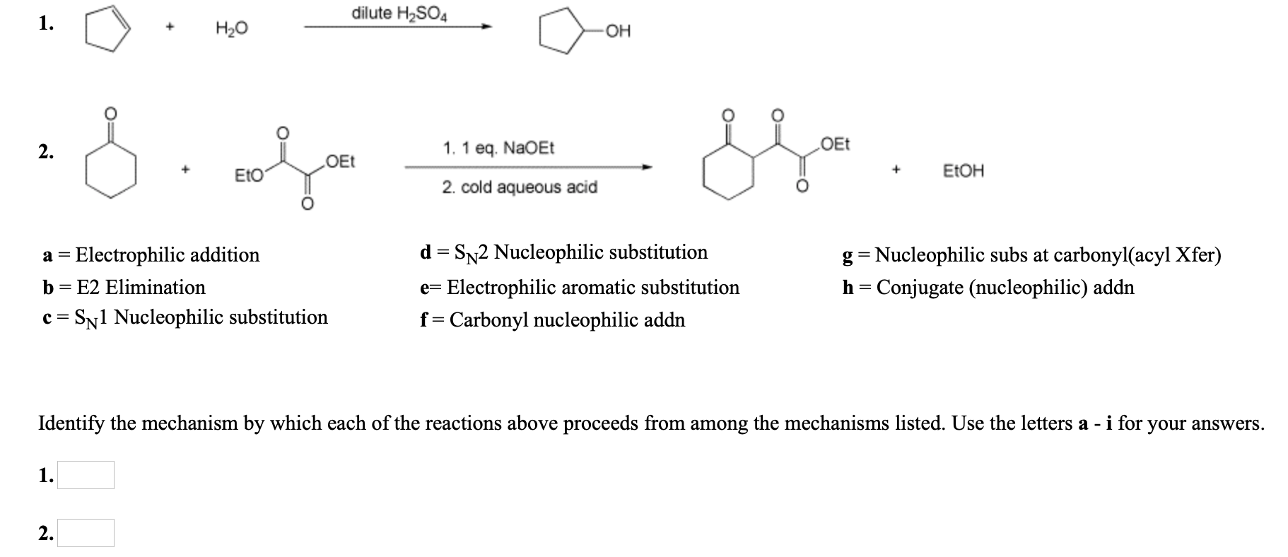 Solved dilute H2SO4 1. H20 OH 2. OET 1. 1 eq, NaoEt OEt + | Chegg.com