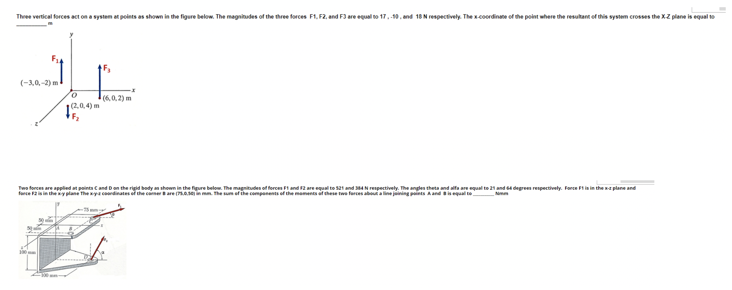 Solved Three vertical forces act on a system at points as | Chegg.com