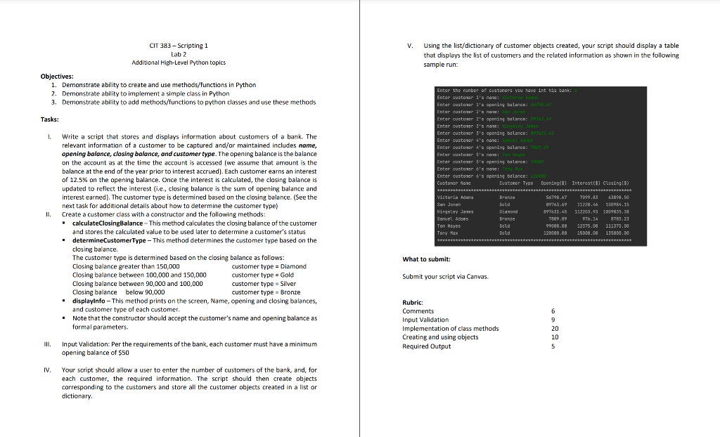 Solved V. CIT 383-Scripting 1 Lab 2 Additional High-Level | Chegg.com