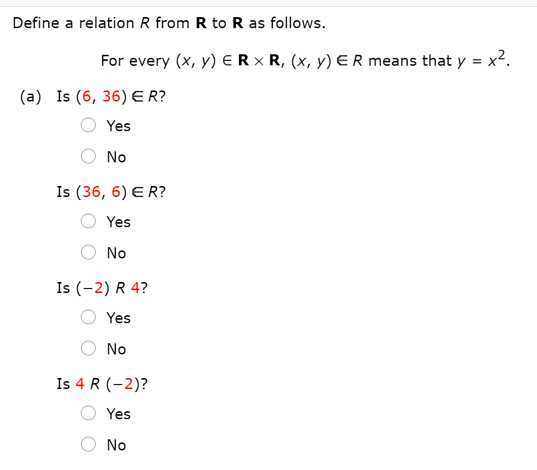 Solved Define a relation R from R to R as follows. For every | Chegg.com