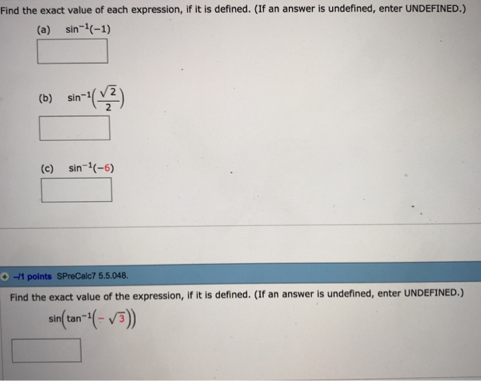 Solved Find The Exact Value Of Each Expression If It Is