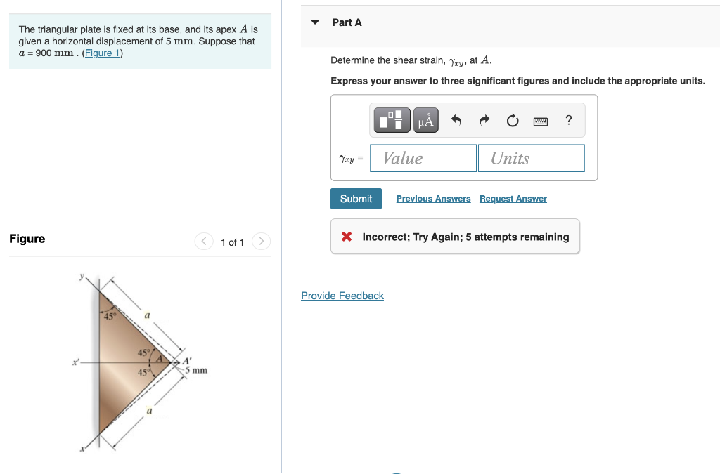 Solved Part A The triangular plate is fixed at its base, and | Chegg.com