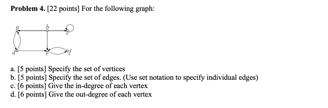 Solved Problem 4. [22 points] For the following graph: a. [5 | Chegg.com