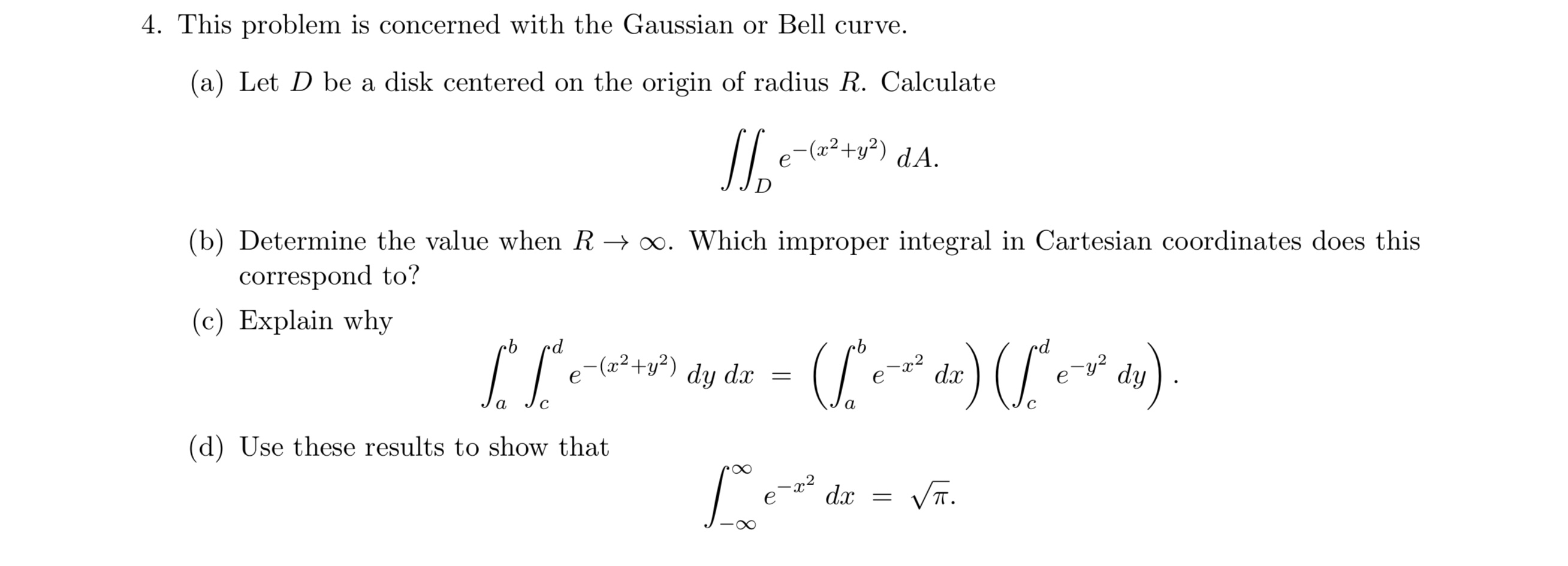Solved 4. This problem is concerned with the Gaussian or | Chegg.com