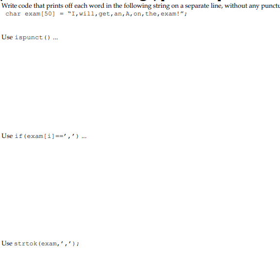 Solved Write code that prints off each word in the following | Chegg.com