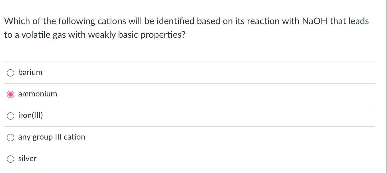 Solved Which of the following cations will be identified | Chegg.com