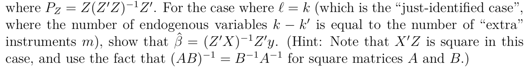 The general formula for the 2SLS estimator was ß = | Chegg.com