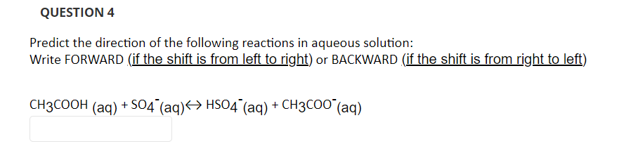 Solved Predict the direction of the following reactions in | Chegg.com