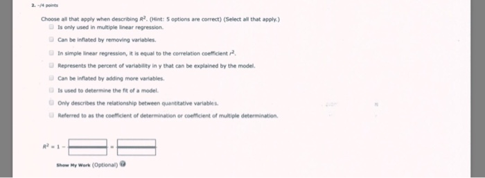 Solved 2 -/4 points Choose all that apply when describing | Chegg.com