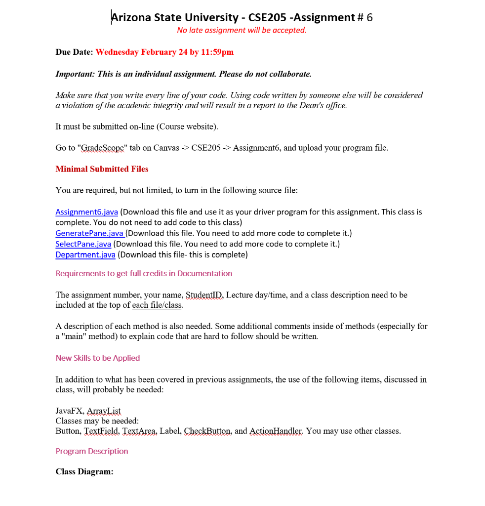 Arizona State University - CSE205 - Assignment #6 ... | Chegg.com