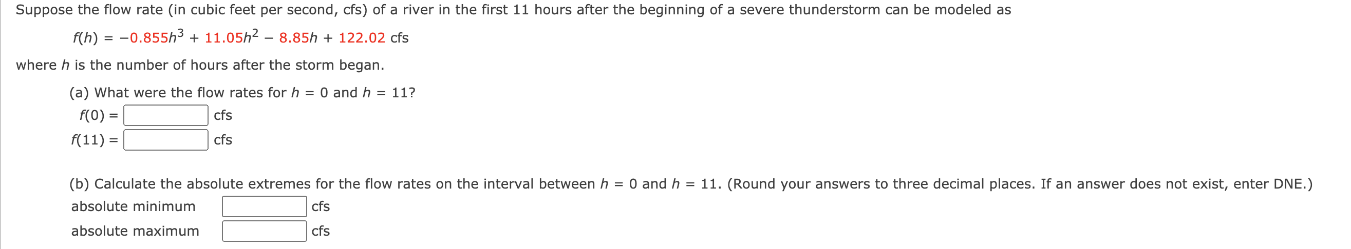 Solved Suppose the flow rate (in cubic feet per second, cfs) | Chegg.com