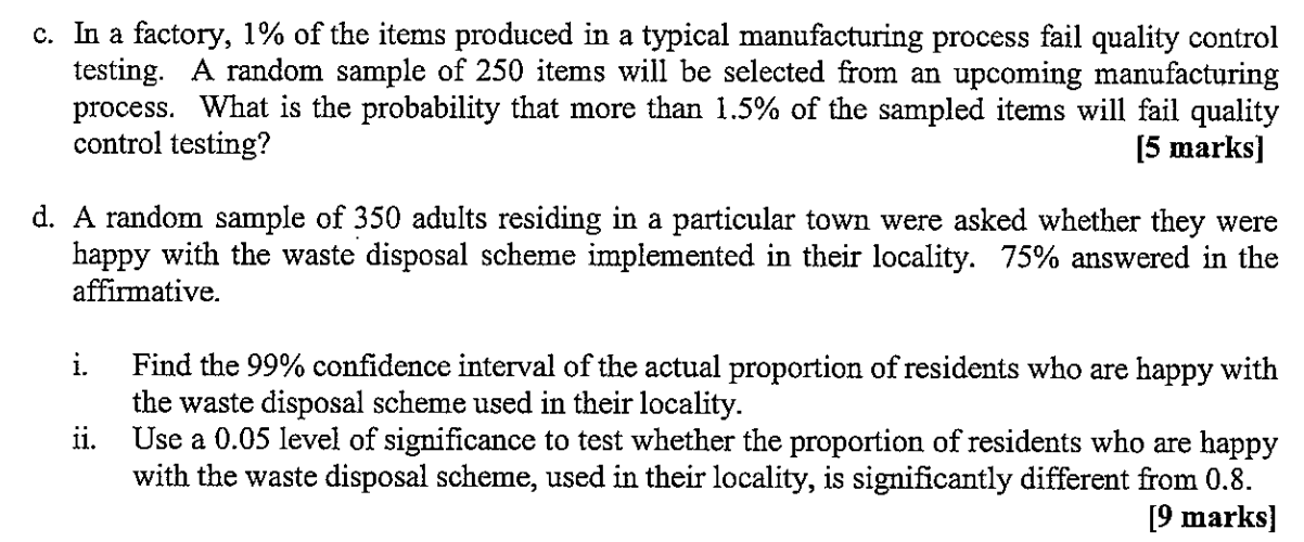 Solved c. In a factory, 1% of the items produced in a | Chegg.com