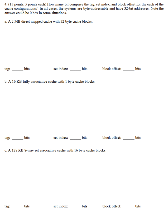 Solved 4. ( 15 ﻿points, 5 ﻿points each) ﻿How many bit | Chegg.com