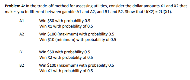 Solved Problem 4: In the trade-off method for assessing | Chegg.com