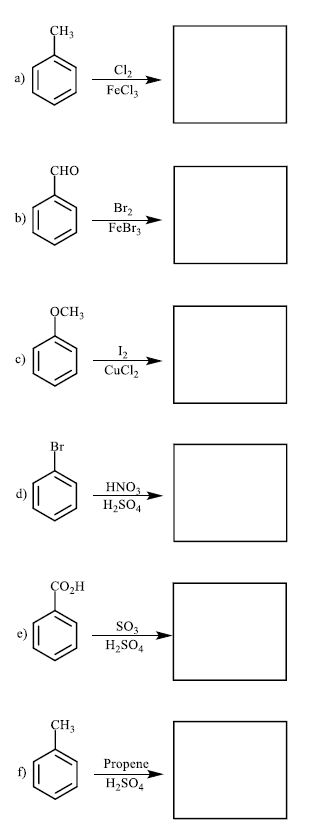 Solved CH3 CI, FeCl3 CHO Br2 FeBrz OCH; 12 CuCl2 Br HNO3 | Chegg.com
