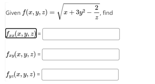 Solved Given f(x,y,z)=x+3y2-2z2, | Chegg.com