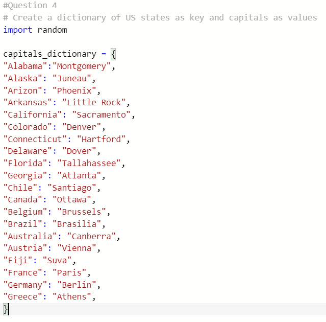 Solved I need help placing the random.choice() into my code. | Chegg.com