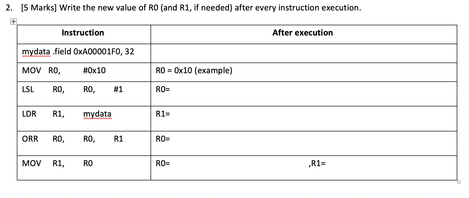Solved 2. [5 Marks] Write the new value of RO (and R1, if | Chegg.com