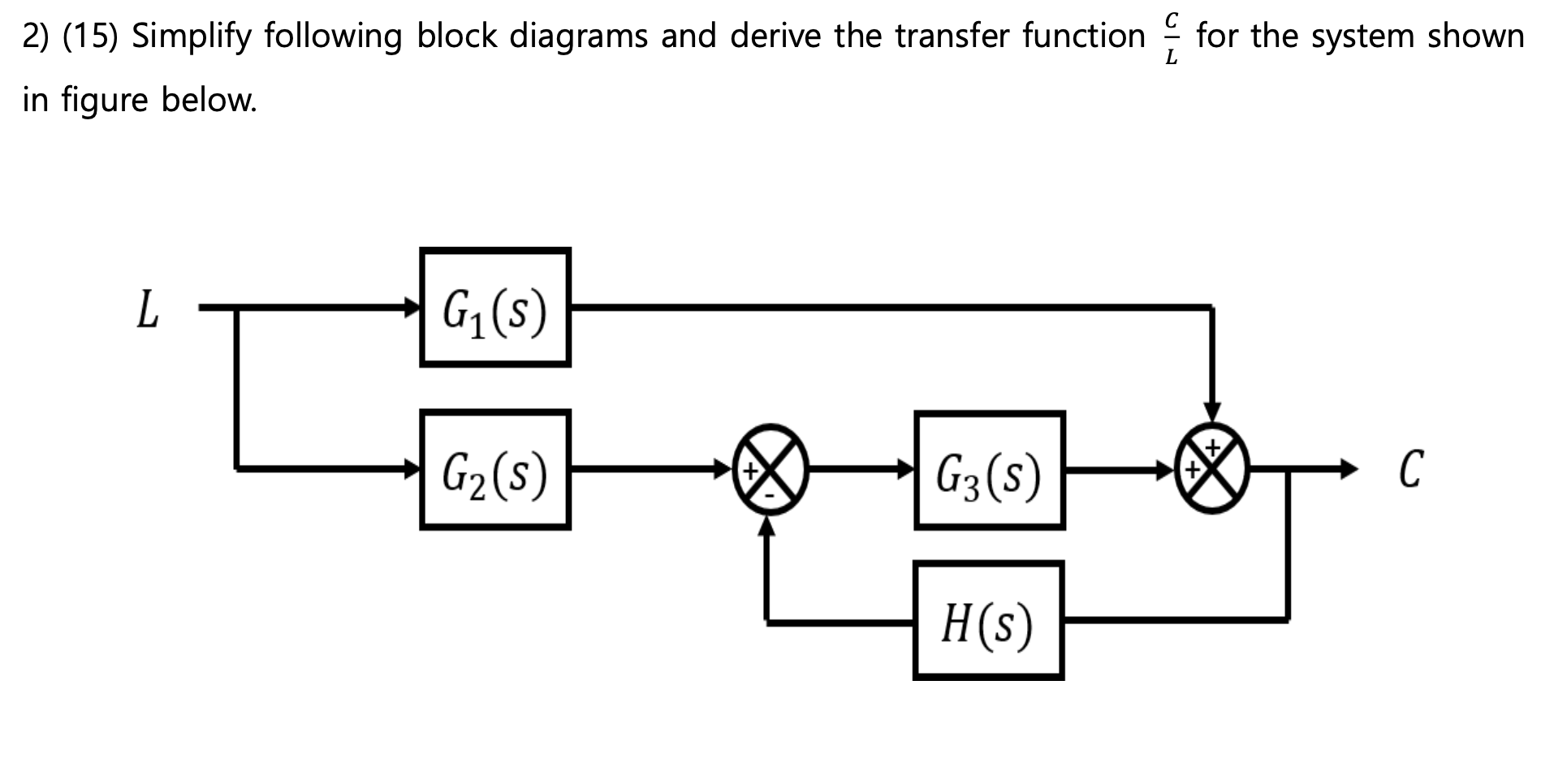 Solved 2) (15) Simplify following block diagrams and derive | Chegg.com