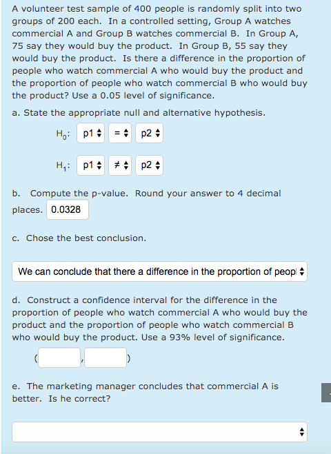 Solved A volunteer test sample of 400 people is randomly | Chegg.com