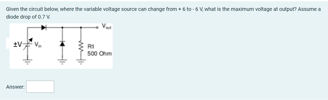 Solved Given the circuit below, where the variable voltage | Chegg.com