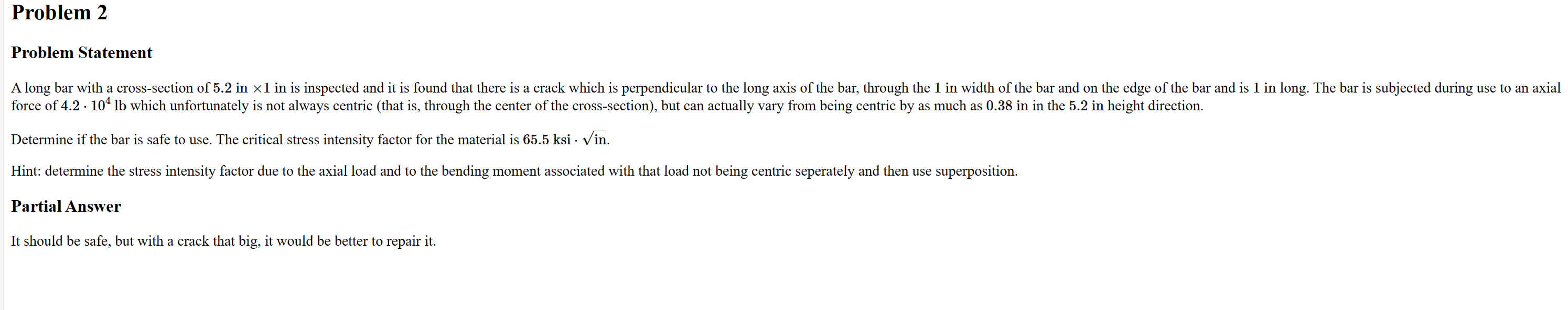 Solved Problem 2Problem StatementDetermine if the bar is | Chegg.com