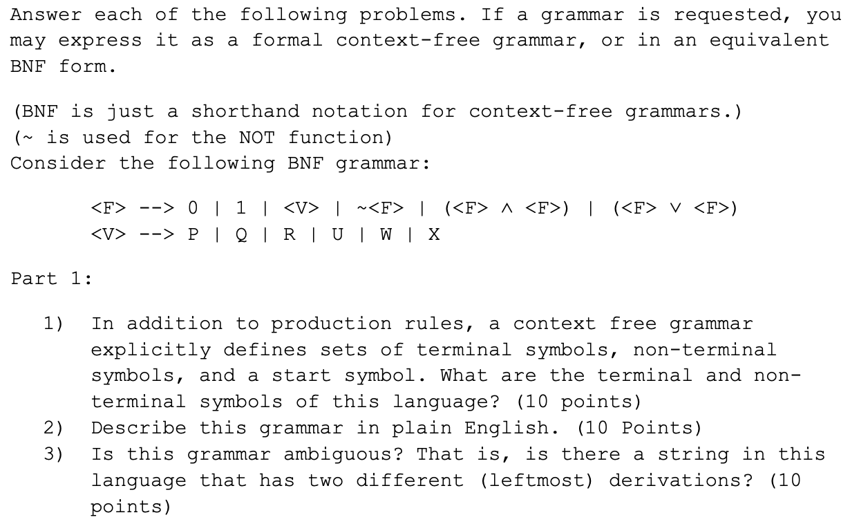 Solved Answer each of the following problems. If a grammar | Chegg.com